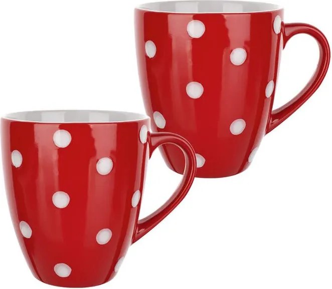 Sada keramických hrnků PUNTÍK červená 400 ml 2 ks