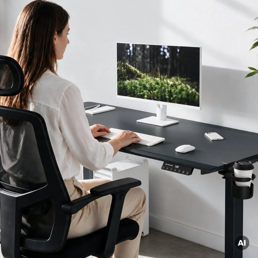 Elektrický stůl s regulací výšky ergonomický antracitový,1600x800 mm: ARIA