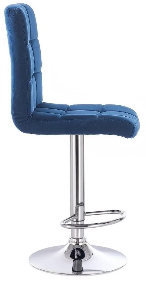LuxuryForm DESIGN Barová židle TOLEDO VELUR na stříbrné kulaté podstavě - modrá