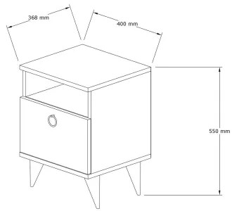 Noční stolek BARLO 50x40 cm bílá