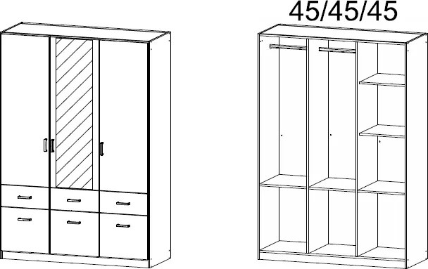 Šatní skříň Bremen, 136 cm, dub san remo