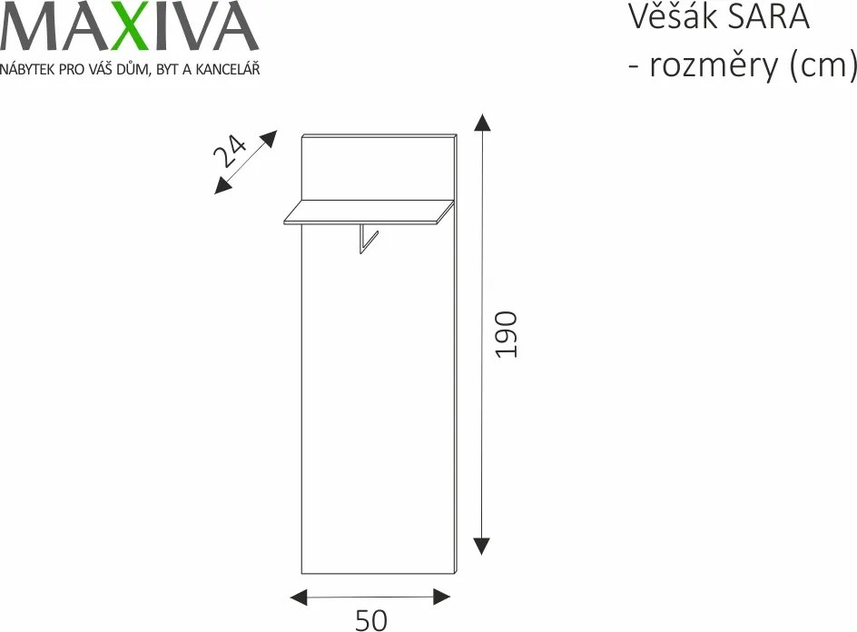 MAXIVA Předsíňová stěna - SARA, světlá borovice/tmavá borovice