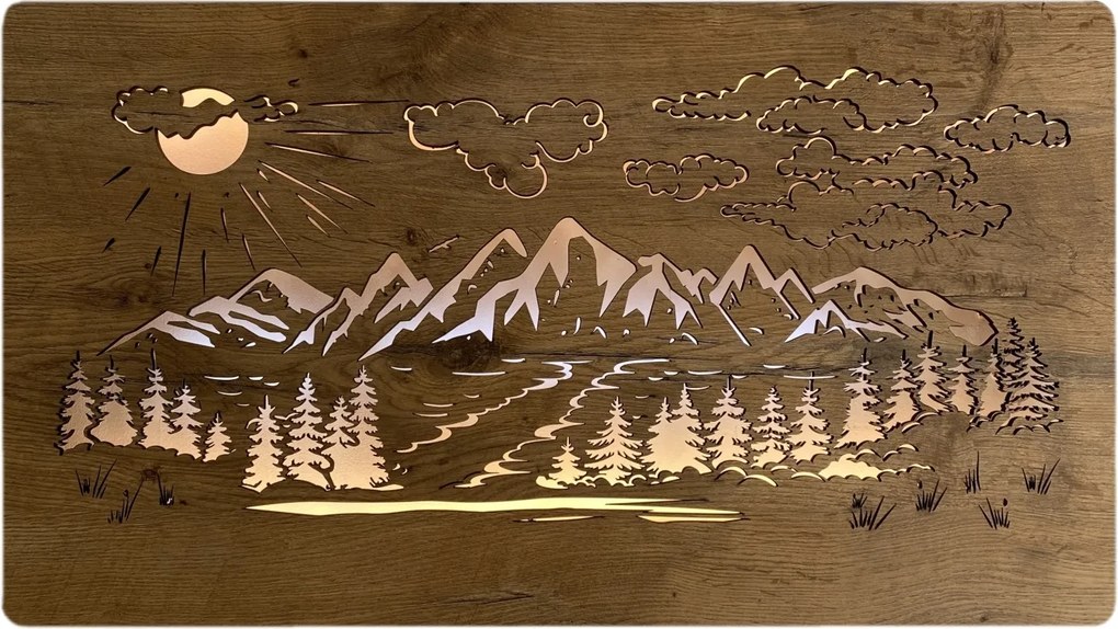 Li-Go "Hory" světelný obraz 230V 80x45 cm provedení povrchu: černá s patinou