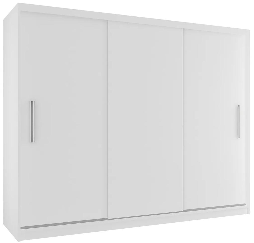 Šatní skříň 232 cm Belini bílý mat s posuvnými dveřmi a zrcadlem  SI SZP4/2/1W/3W/0/AL