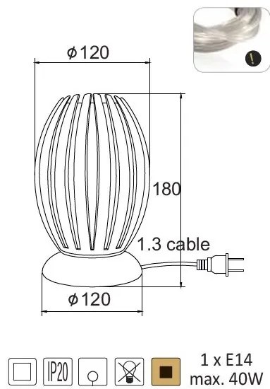 ACA DECOR Stolní lampička HOMO max. 40W/E14/230V/IP20