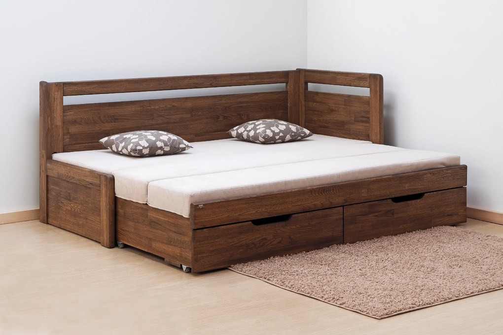 BMB Rozkládací postel TANDEM Klasik barevné provedení: Imitace dřeva, provedení: oblé rohy, Varianta: levá područka