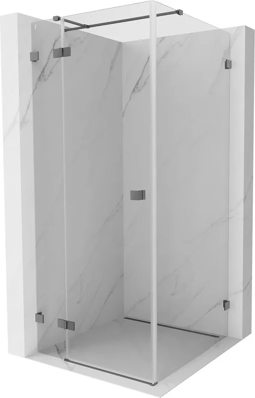 Mexen Lunar T, sklápěcí sprchový kout levý 110 x 110 cm, 8mm čiré sklo, grafitový profil, 834T-110-110-95-00-L