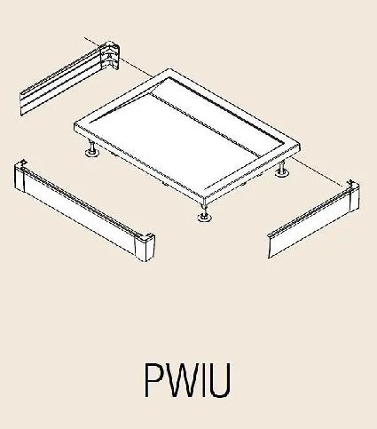 RONAL ILA - Hliníkový přední panel pro obdélníkovou vaničku, U-panel, 3 strany, 900 x 1000 mm - barva aluchrom PWIU901009050