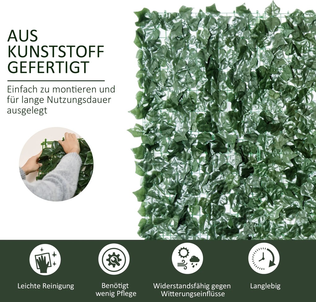 Outsunny Umělý živý plot 300 x 150 cm Tmavě zelená pro zahradní balkonové stěny