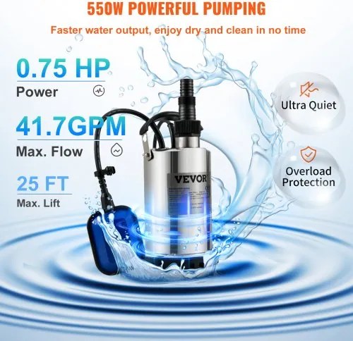 ponorné vodní čerpadlo, 550 W 9500 l/v, s 10 m