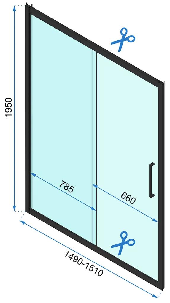 Jednokřídlé posuvné sprchové dveře REA RAPID SLIDE pro instalaci do niky 150 cm, chrom