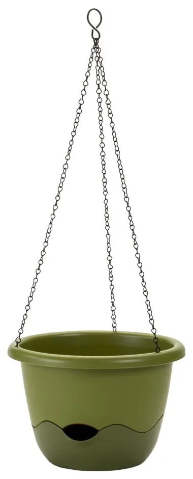 Zelený samozavlažovací květináč vhodný k zavěšení Plastia Mareta, délka 25 cm