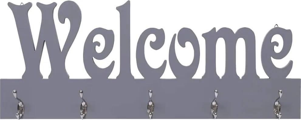 Nástěnný věšák WELCOME šedý 74 x 29,5 cm 284248