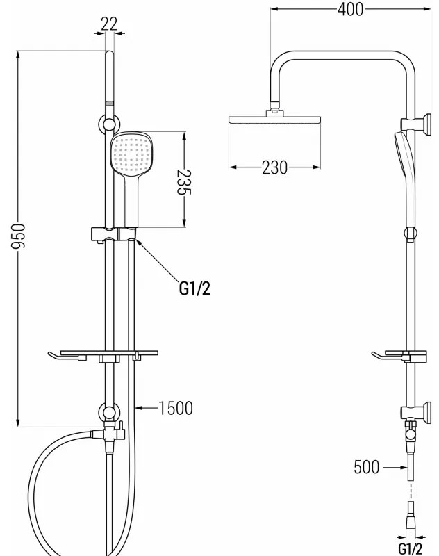 Mexen T33 sprchový sloup, Chromovaná - 798333393-00