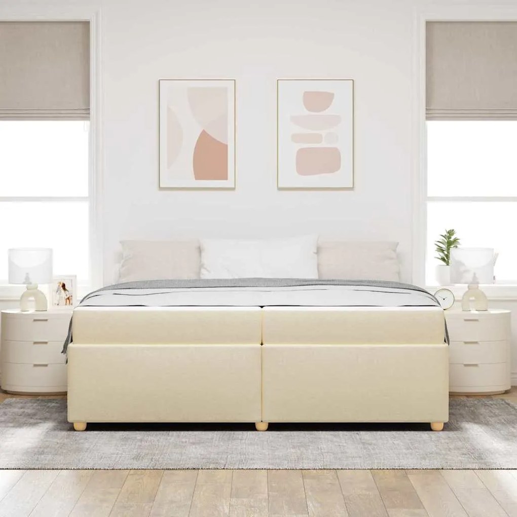 Rám postele s matrací Krémová 200 x 200 cm textil 3399382