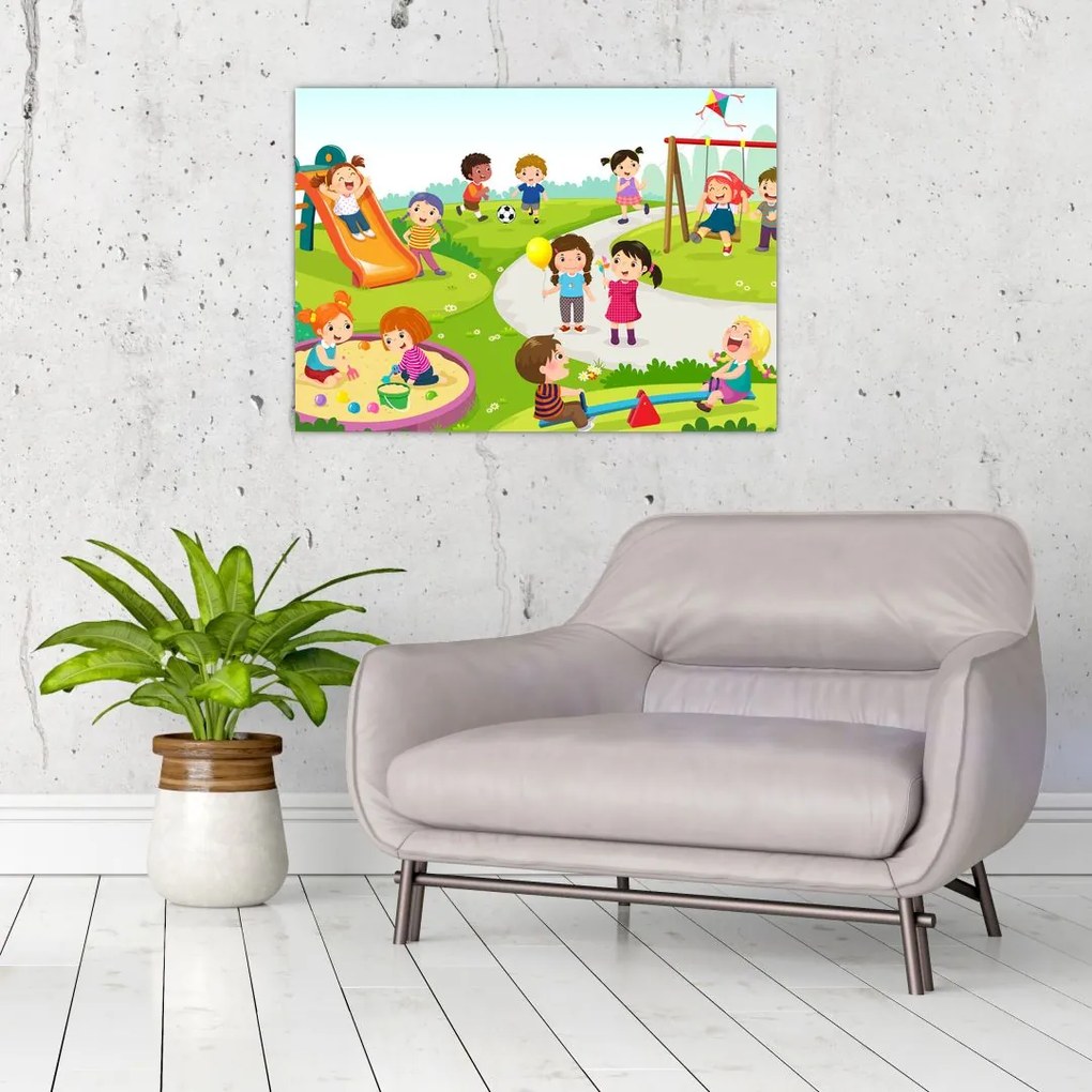 Obraz dětských radovánek na pískovišti (70x50 cm)