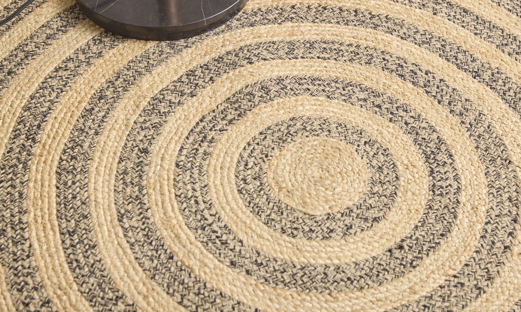 Diamond Carpets India, Ručně vázaný kusový koberec Aurea SM 05 Natural Black kruh, 300x300 (průměr) kruh, béžová, chodba / předsíň