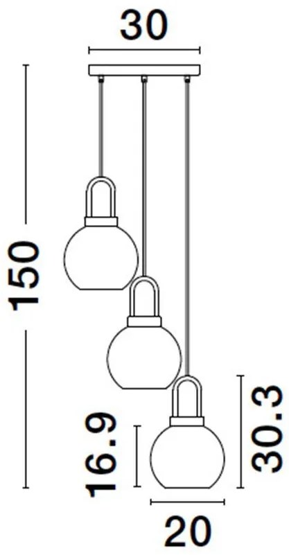 Nova Luce Závěsné svítidlo IRVINE čiré sklo černý kabel mosazný zlatý kov E27 3x12W