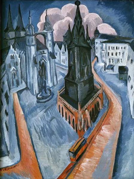 Kirchner, Ernst Ludwig - Obraz, Reprodukce - The Red Tower in Halle, 1915