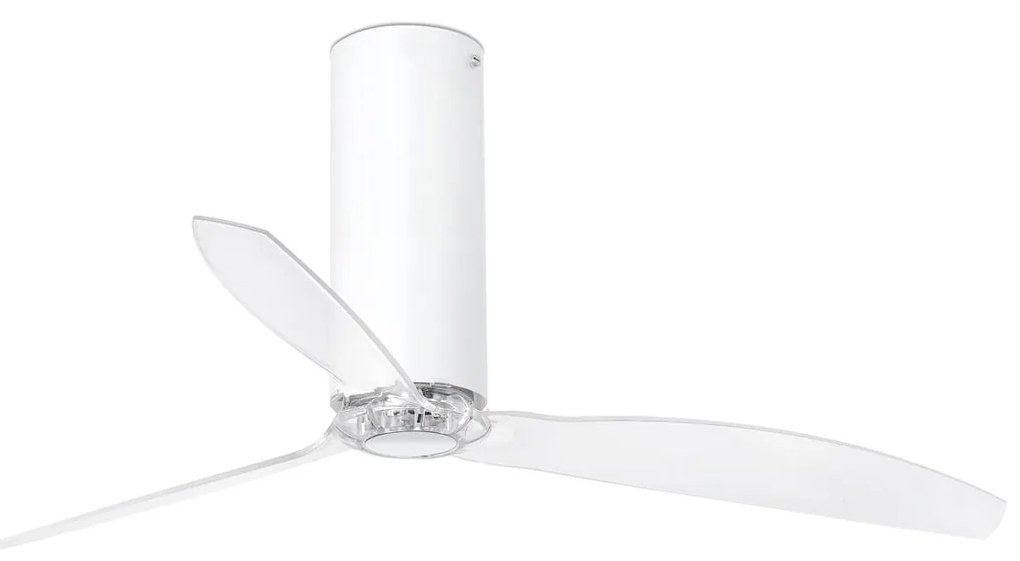 Moderní stropní ventilátor na dálkové ovládání TUBE FAN, 6 rychlostí, lesklý bílý/čirý Faro barcelona TUBE FAN 32033