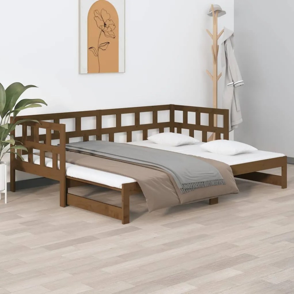 Výsuvná postel medově hnědá masivní borovice 2x (90 x 200) cm,  820225
