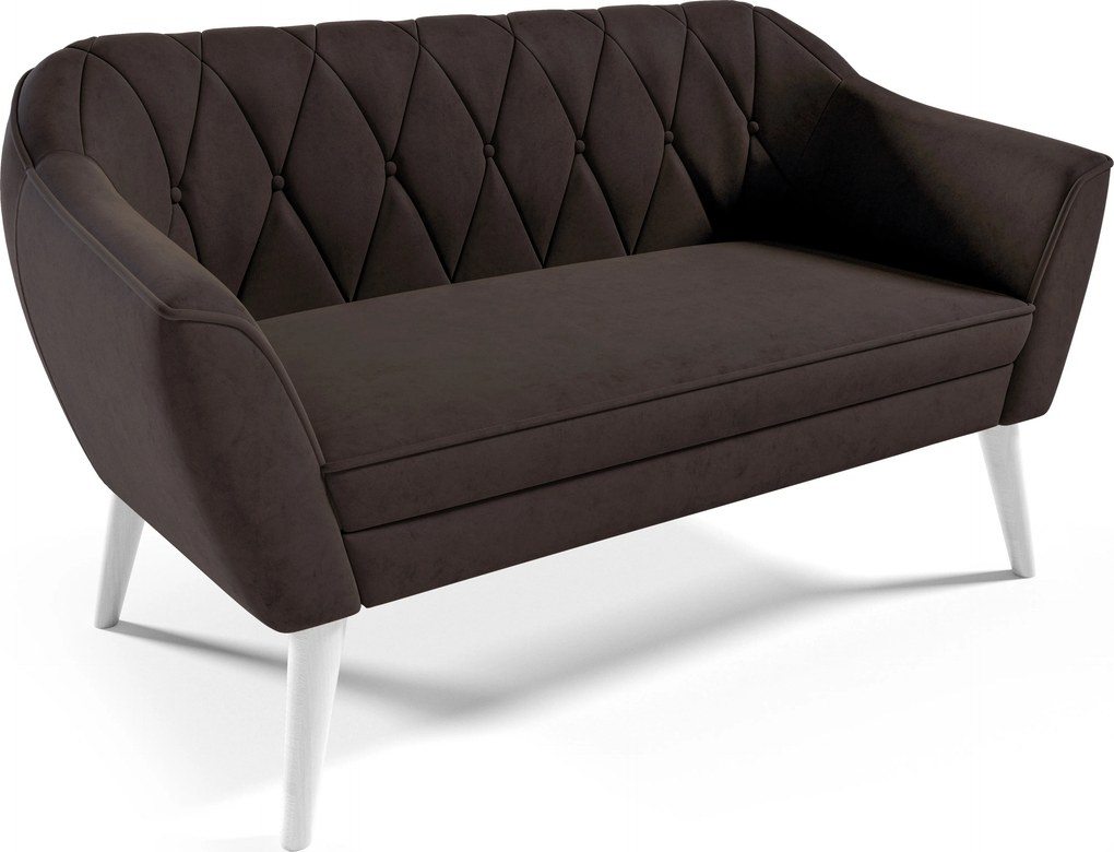 Eka Pohovka KARO, 140 cm Látka Velutto: Kávová (Velutto 06), Výběr nohou: Bílé