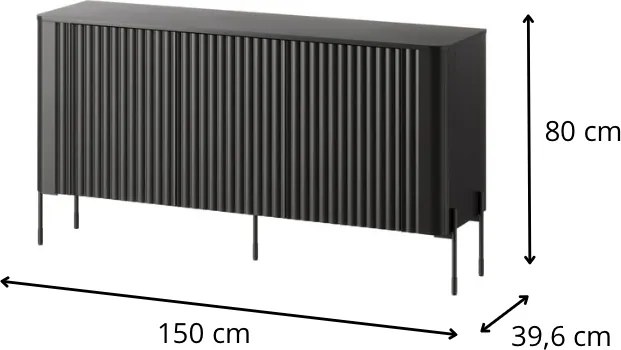 Komoda Vera 150 cm černá