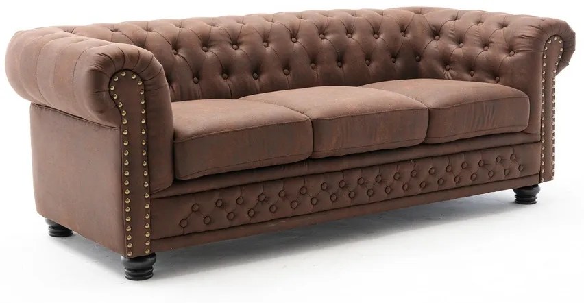 Designová trojsedačka Chesterfield II 205 cm antik hnědá