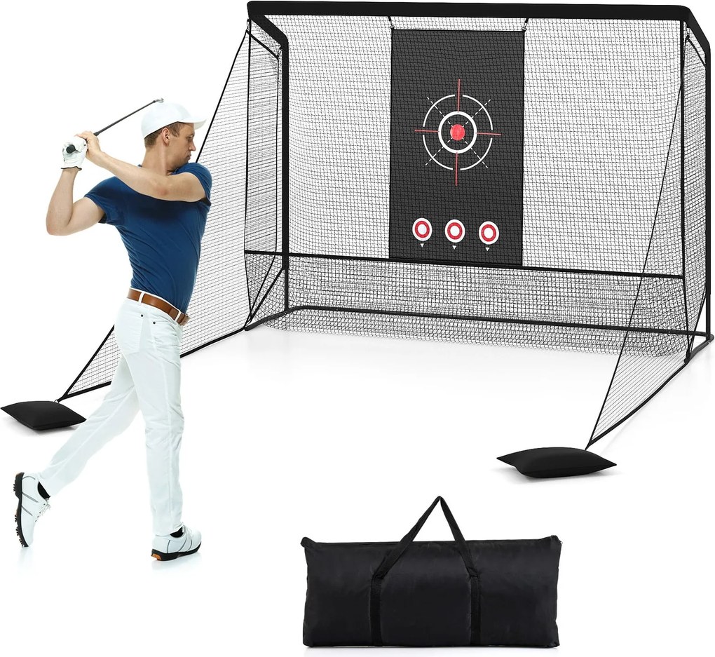 Costway Golfová síť Golfová tréninková síť s terčem – 326 × 305 × 225 cm