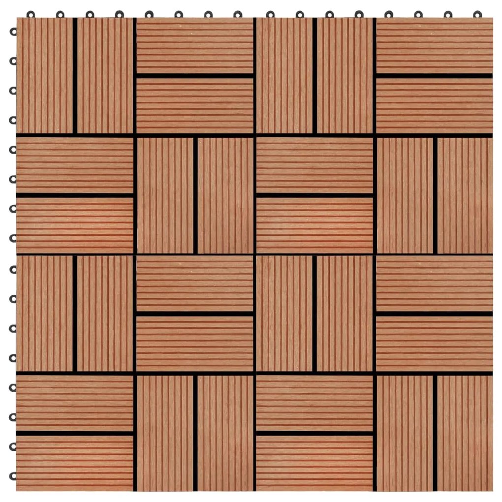 45032 vidaXL Terasové dlaždice z dřevoplastu 11 ks 30x30 cm 1 m² odstín teak