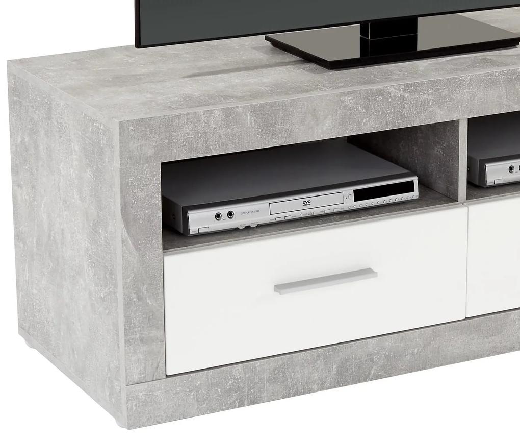 TV stolek 128 cm DEJA; beton/ bílá