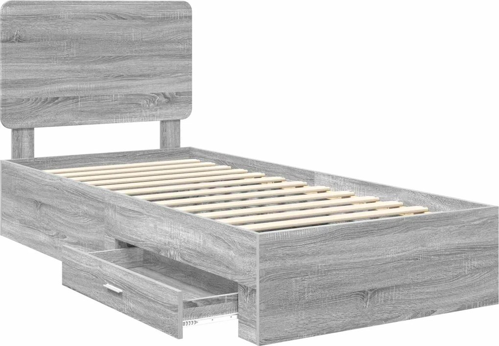Rám postele s čelo Šedá Sonoma 75 x 190 cm Kompozitní dřevo 3412851