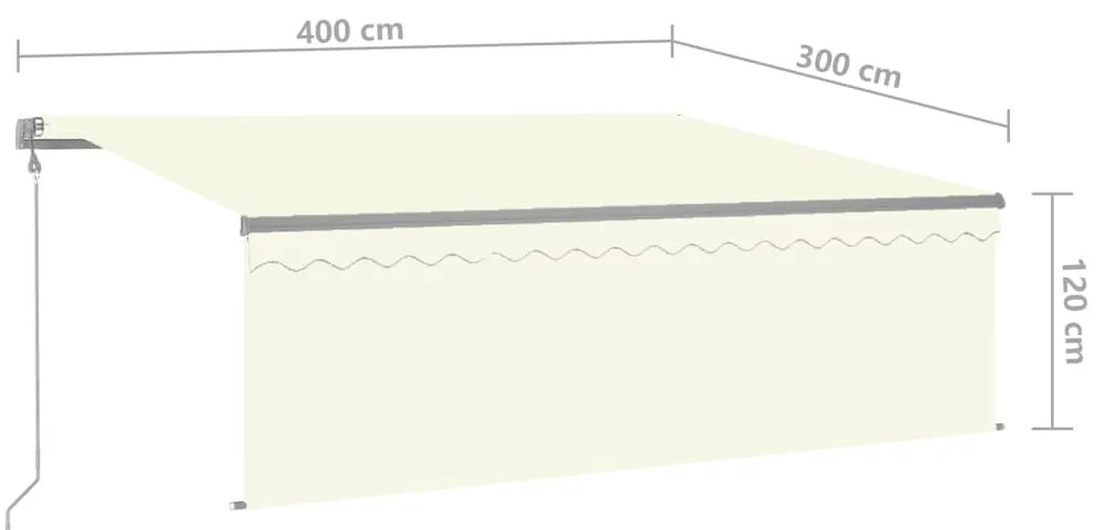 vidaXL Marketos Automatická zatahovací markýza s roletou 4 x 3 m krémová