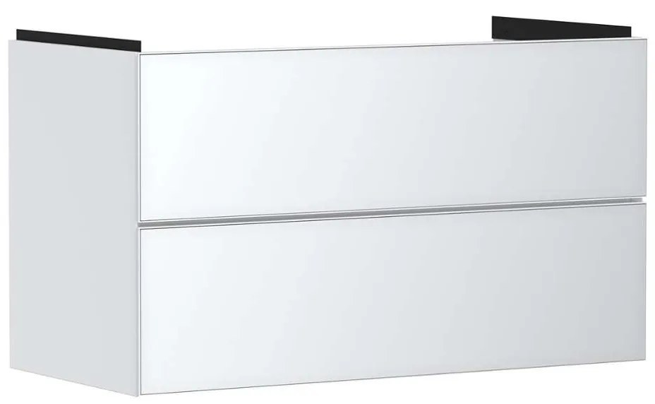 Hansgrohe Xevolos E - Umyvadlová skříňka 98x58x48 cm, 2 zásuvky, matná bílá/metalická bílá 54181320