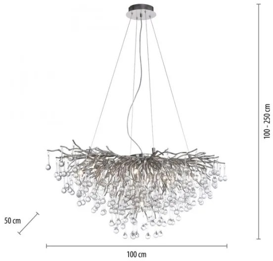 Paul Neuhaus 2192-55 - Lustr na lanku ICICLE 10xG9/40W/230V 50x100 cm chrom