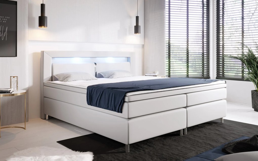 K&M postele Boxspring postel HYPNOS bez úložného prostoru s LED Velikost postele: 140 × 200 cm, Výběr matrace: Oboustranná pružinová matrace - středn…