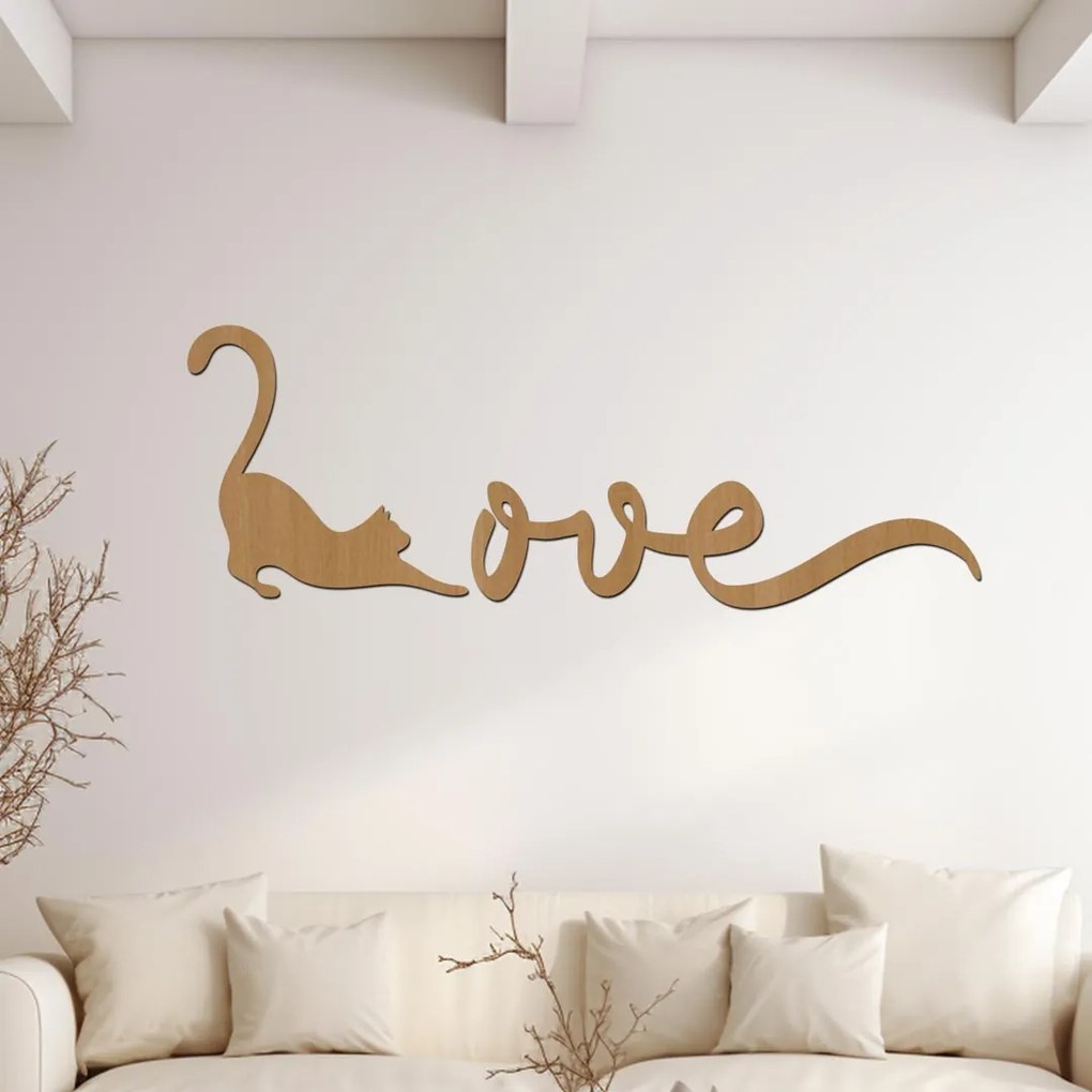 dřevo života Dřevěný nápis Kočičí láska Zvolte rozměr (cm): 120x42, Zvolte barvu dekoru: Horský dub