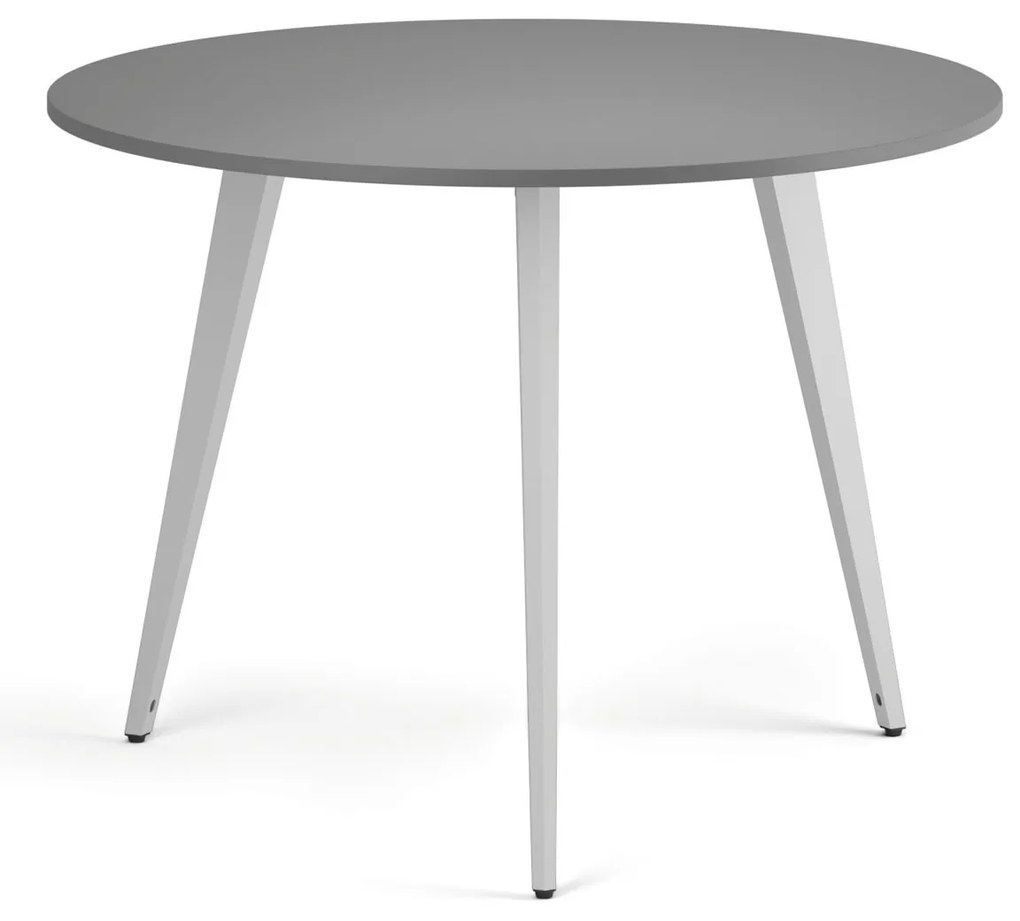 Konferenční stůl PRIMO VIBE, průměr 100 cm, bílá podnož, grafit