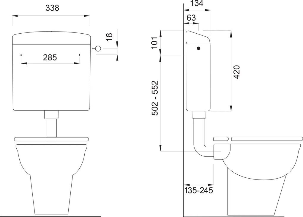 CREAVIT CREAVIT, WC kombi, dvoutlačítko 4,5/6l, spodní odpad, bílá, TP3406