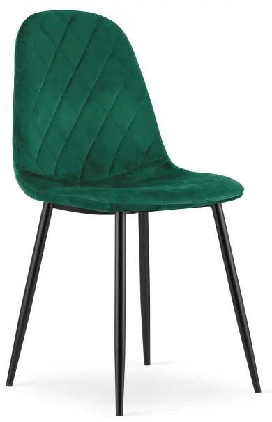 Set dvou jídelních židlí ASTI samet tmavě zelená (černé nohy)