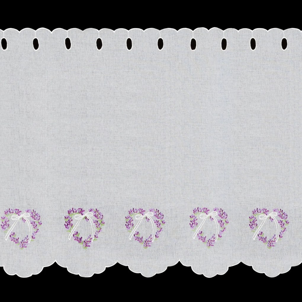 KRÁTKÁ ZÁCLONA NA POUTKÁCH LAVENDER 145X70 CM KVĚTY