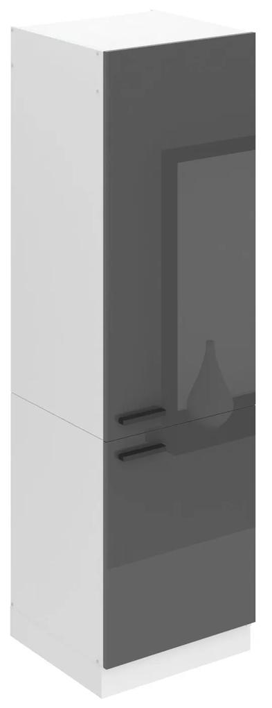 Vysoká kuchyňská skříňka Belini Premium Full Version na vestavnou lednici 60 cm šedý lesk