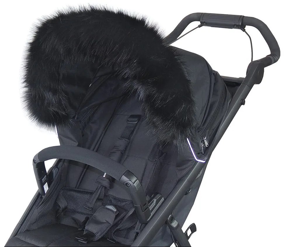 Emitex Univerzální kožešinový límec na boudičku kočárku 100 x 13 cm  Šedý