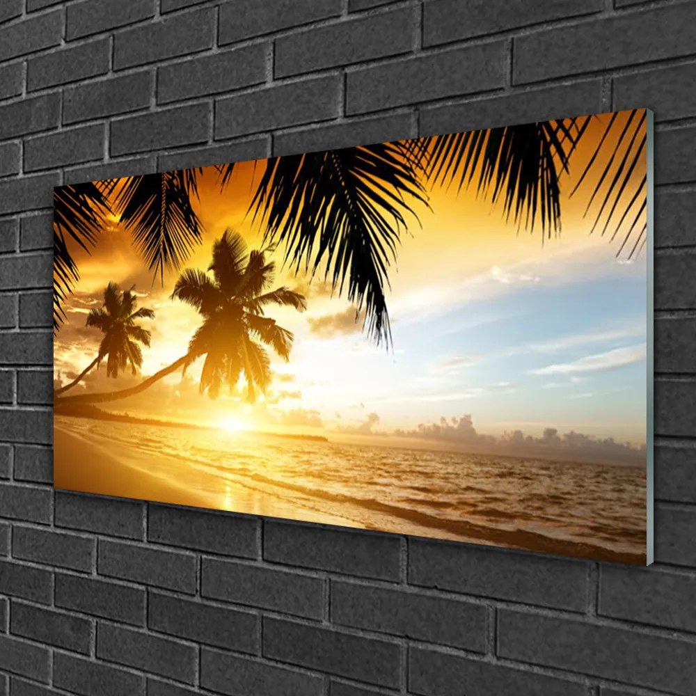 Obraz na skle Pláž Palma Moře Krajina 100x50 cm