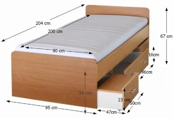 Jednolůžková postel 90 cm Dulce 80262 buk -22. 751363