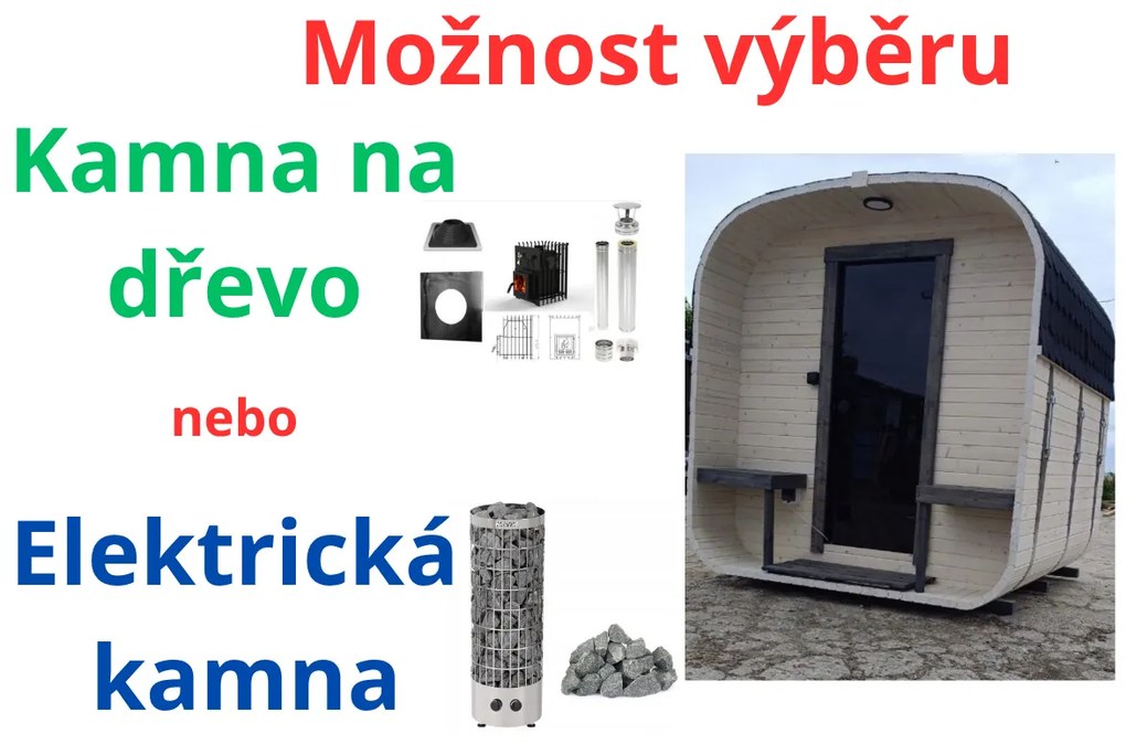 NIKIDO Venkovní zaoblená sauna na dřevo nebo elektřinu LUXO 240x220 pro 4-6 osob