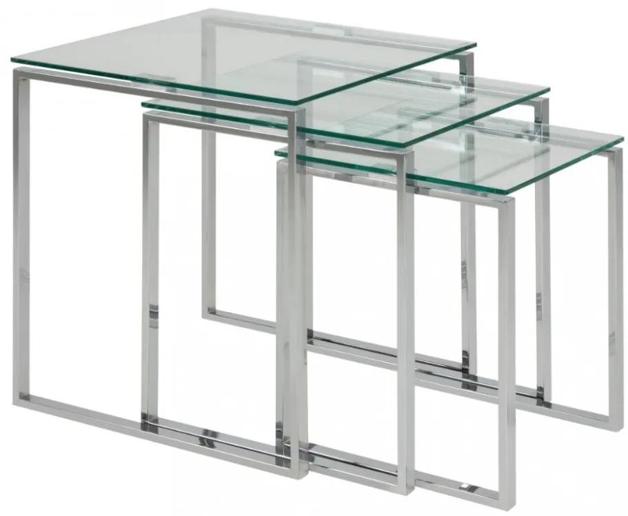 Konferenční stolky Cokie VI - set 3 ks Clear glass