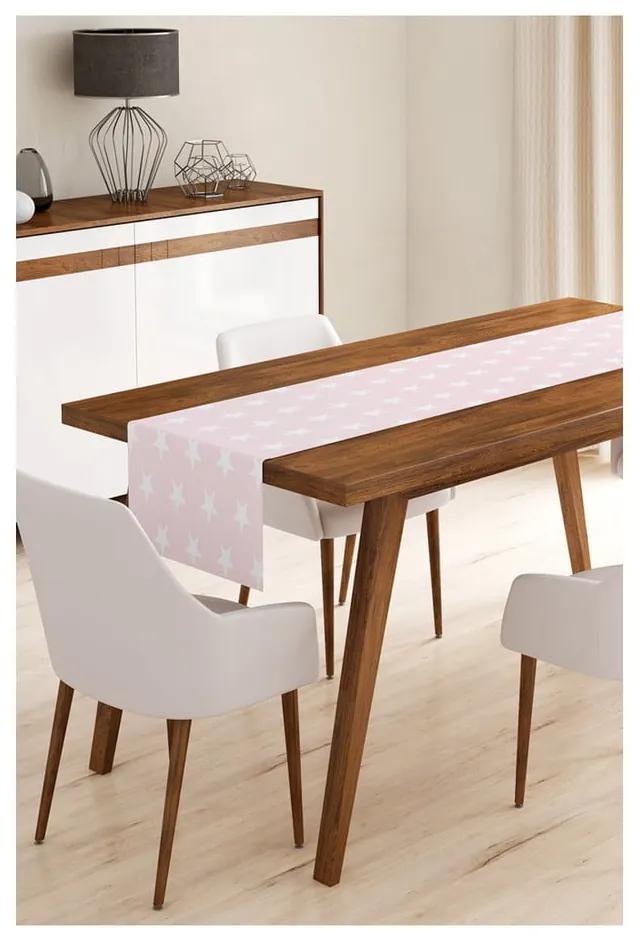 Běhoun na stůl z mikrovlákna Minimalist Cushion Covers Pink Stars, 45 x 145 cm