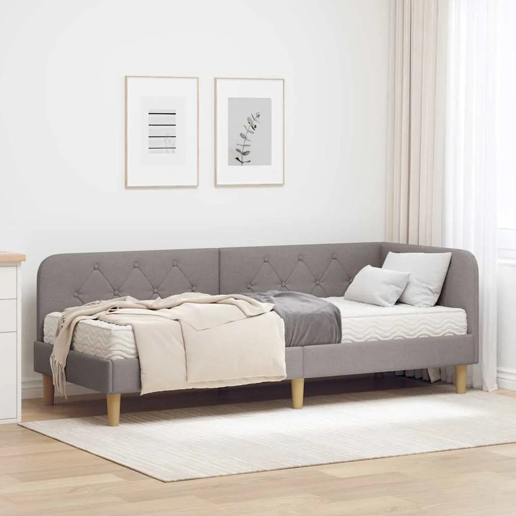 Rohový rám postele Taupe 80 x 200 cm textil 3394106
