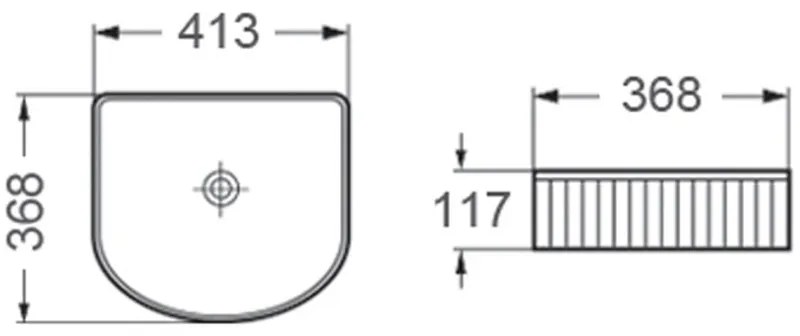 Mexen Grovo, rýhované umyvadlo na desku 41 × 36 cm, bílá, 22304200